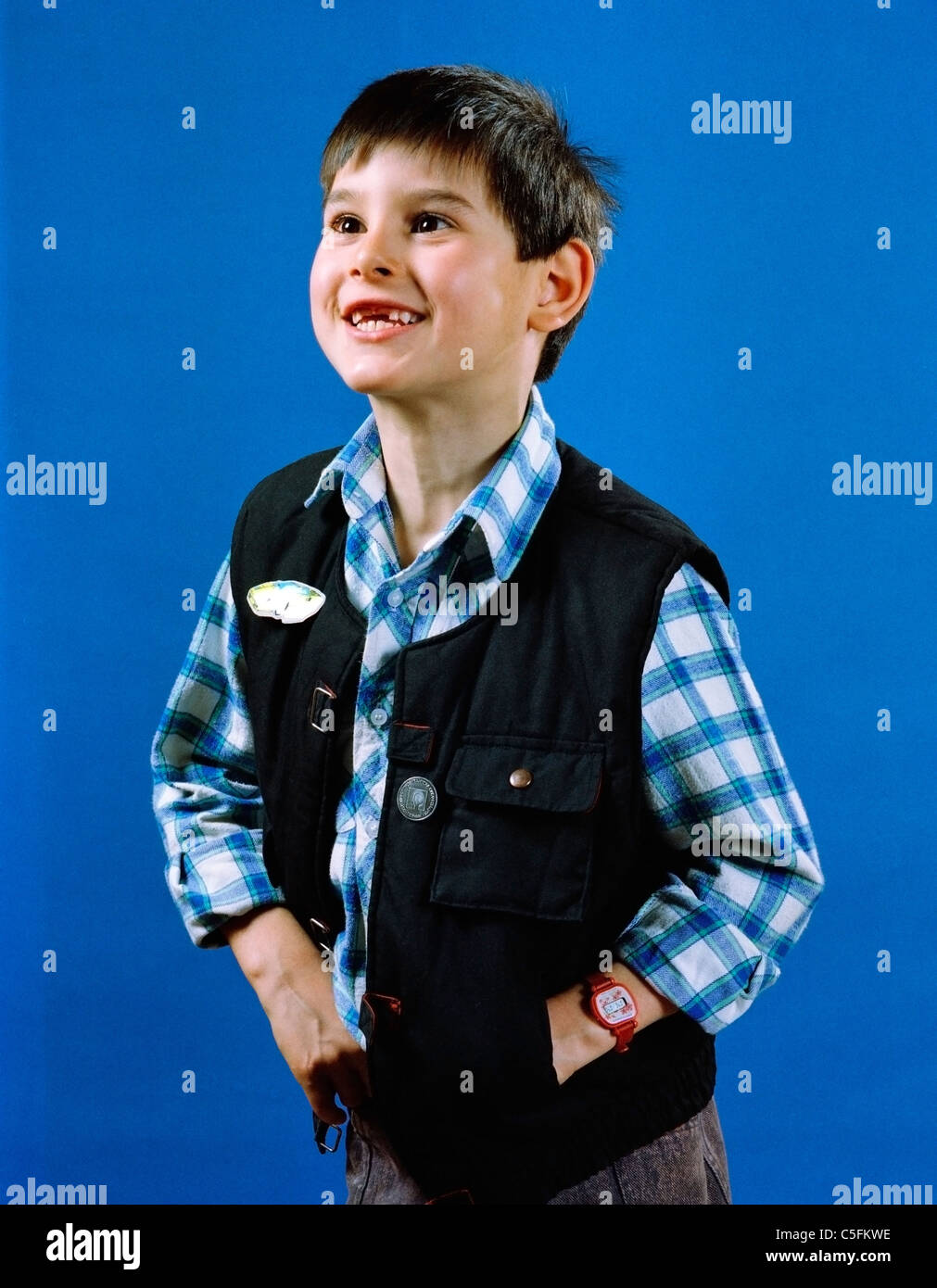 Portrait of a little boy smiling, 7 year old Stock Photo - Alamy