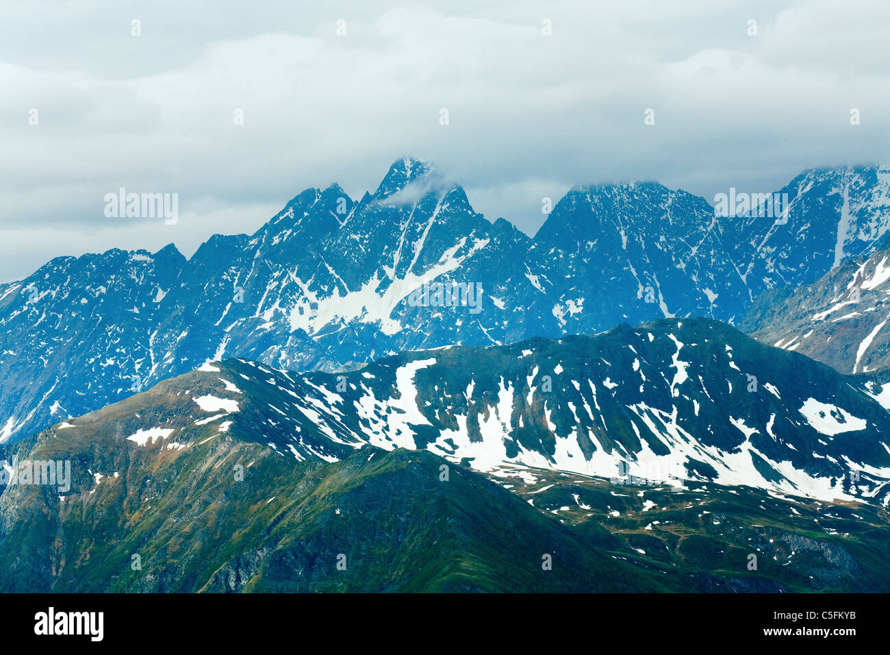 Summer (June) Alps mountain (view from Grossglockner High Alpine Road ...
