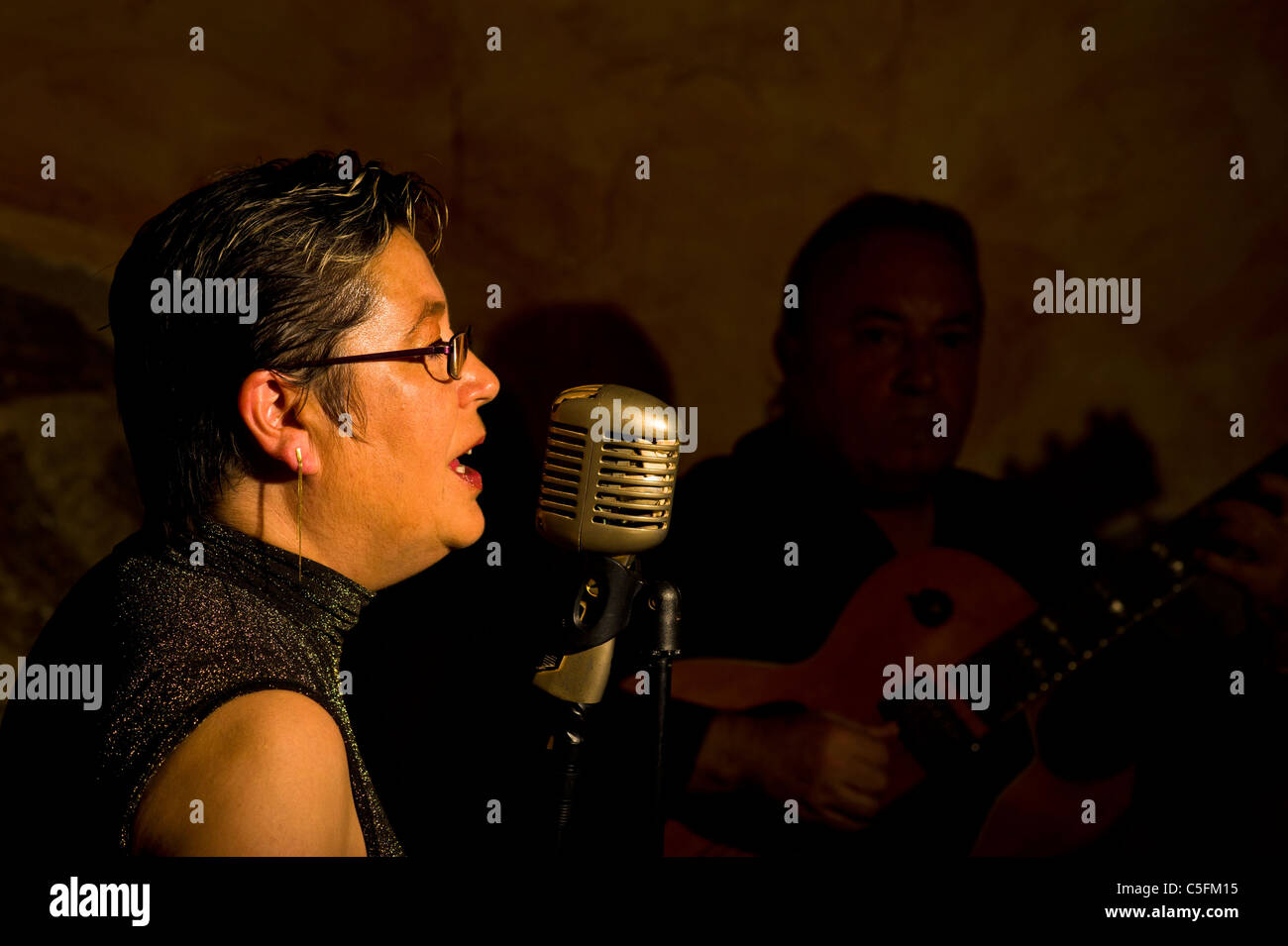 A jazz duet on stage at a club Stock Photo - Alamy