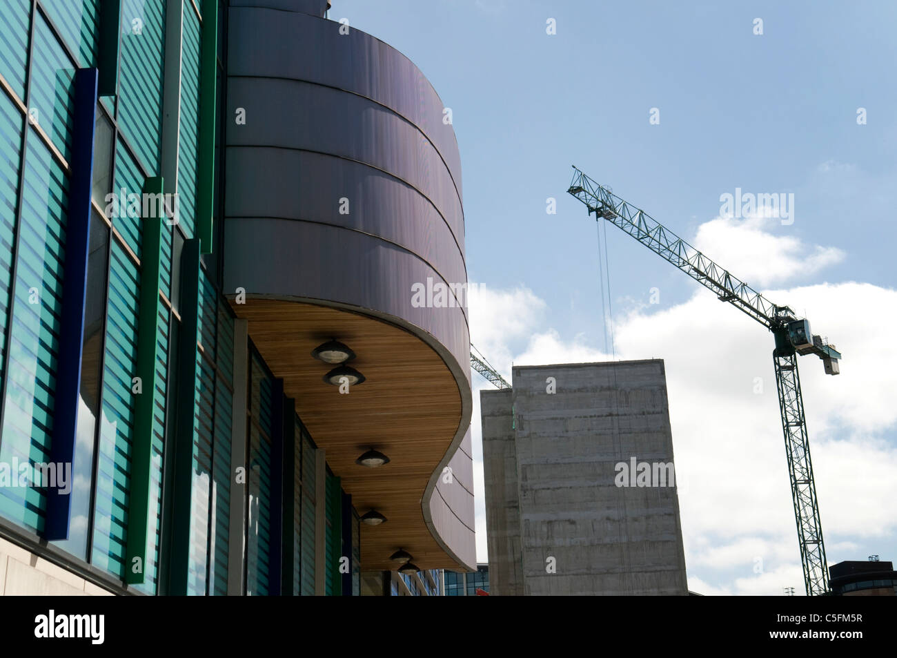 Construction cranes at work on the EICC extension, Edinburgh Stock ...