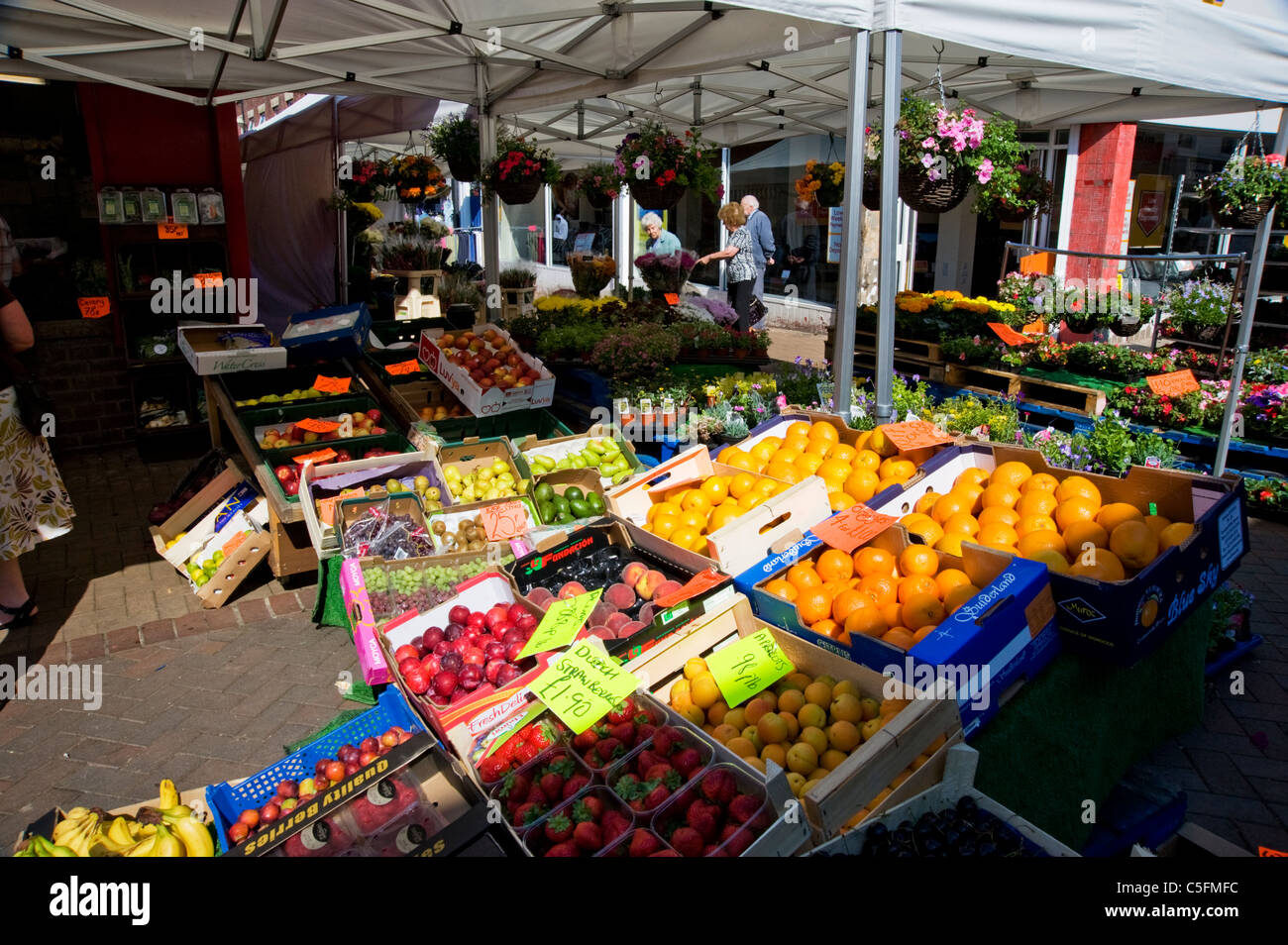 Fruit and vegetables on sale on Chorley Market, Chorley, Lancashie ...