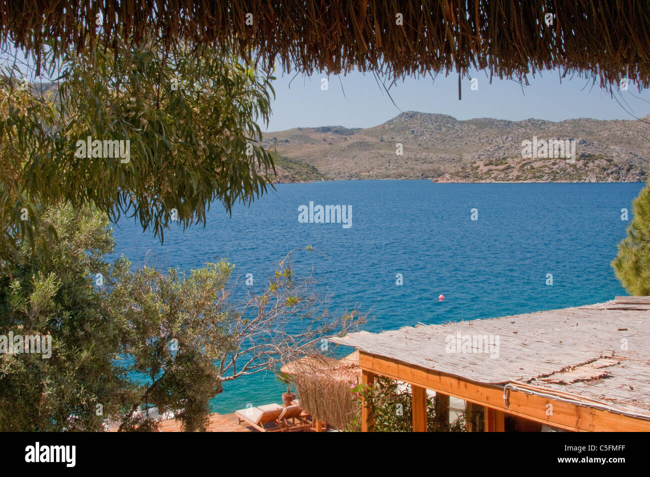 View from Karia Bel' Hotel to the Aegean Sea and surrounding landscape ...