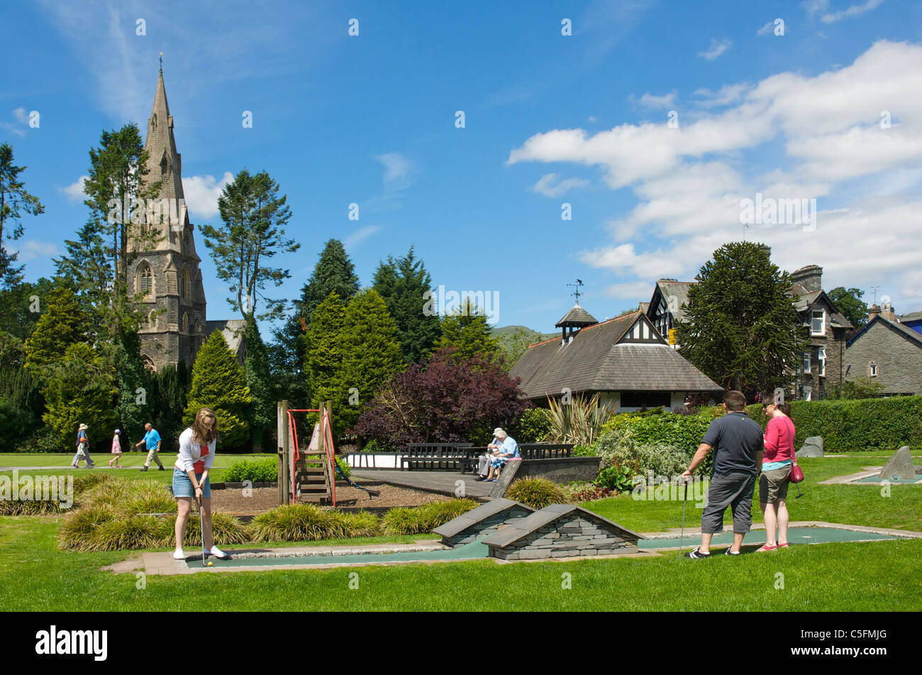 People playing crazy golf in White Platts Recreation Ground, Ambleside ...