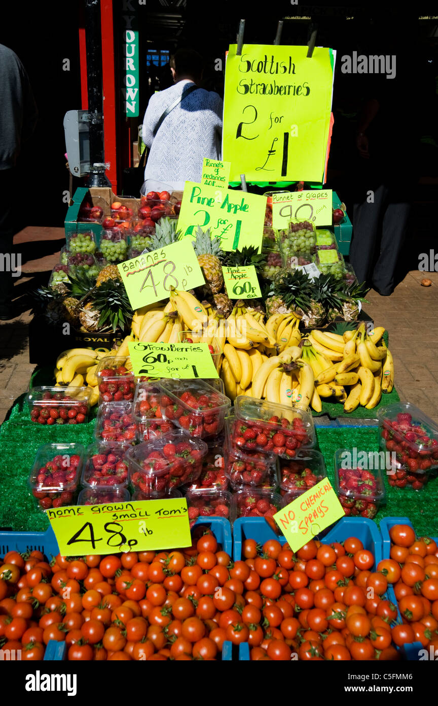Fruit and vegetables on sale on Chorley Market, Chorley, Lancashie ...