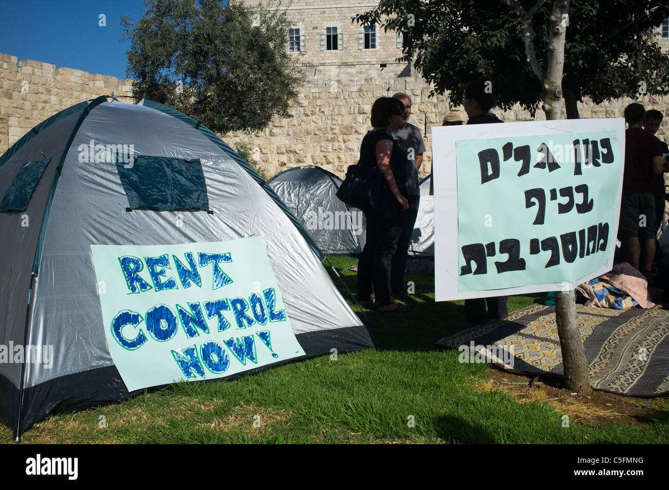 A tent city is erected in Jerusalem to protest the soaring prices of ...