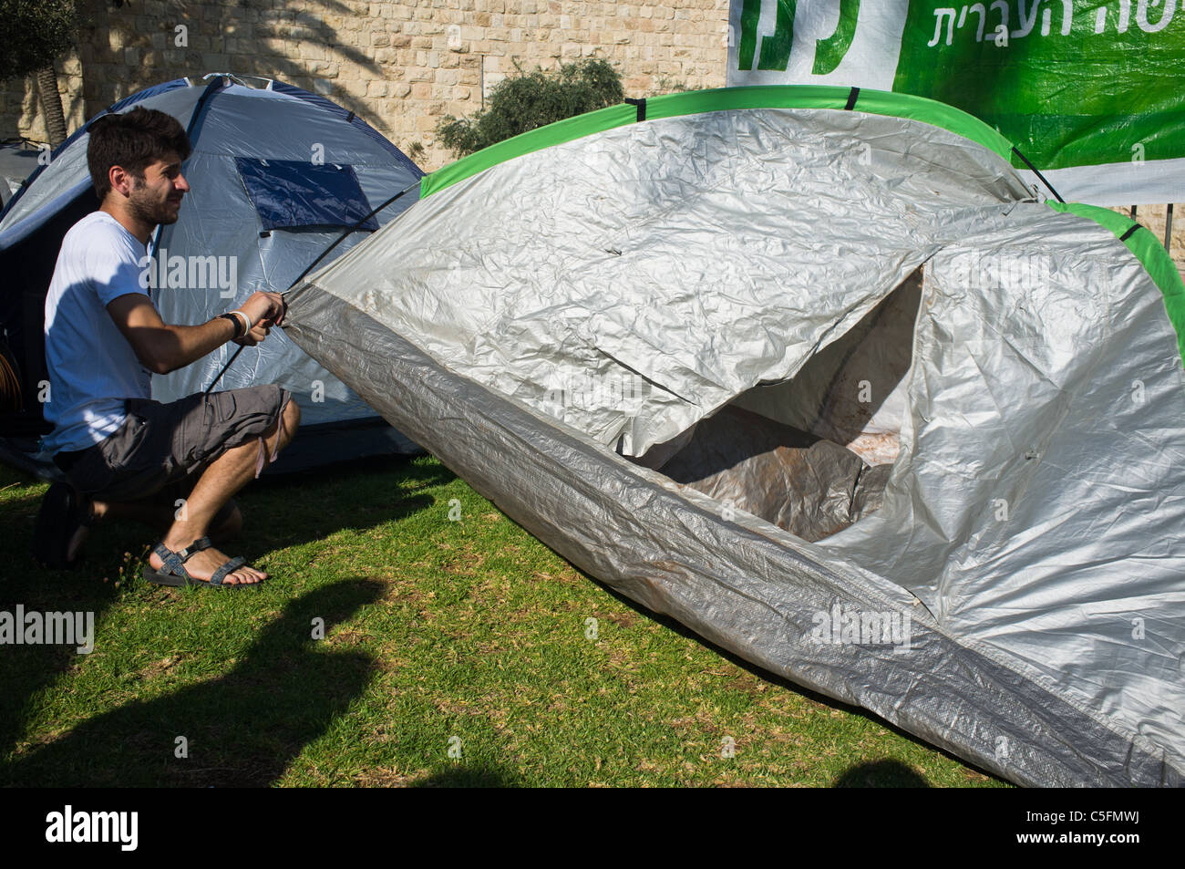 A tent city is erected in Jerusalem to protest the soaring prices of ...