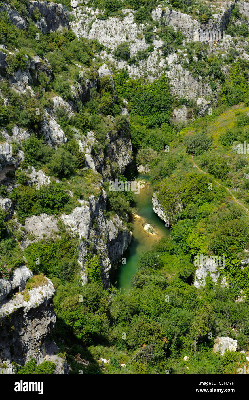 canyon of river Anapo near Pantalica, Sicily, Italy Stock Photo - Alamy