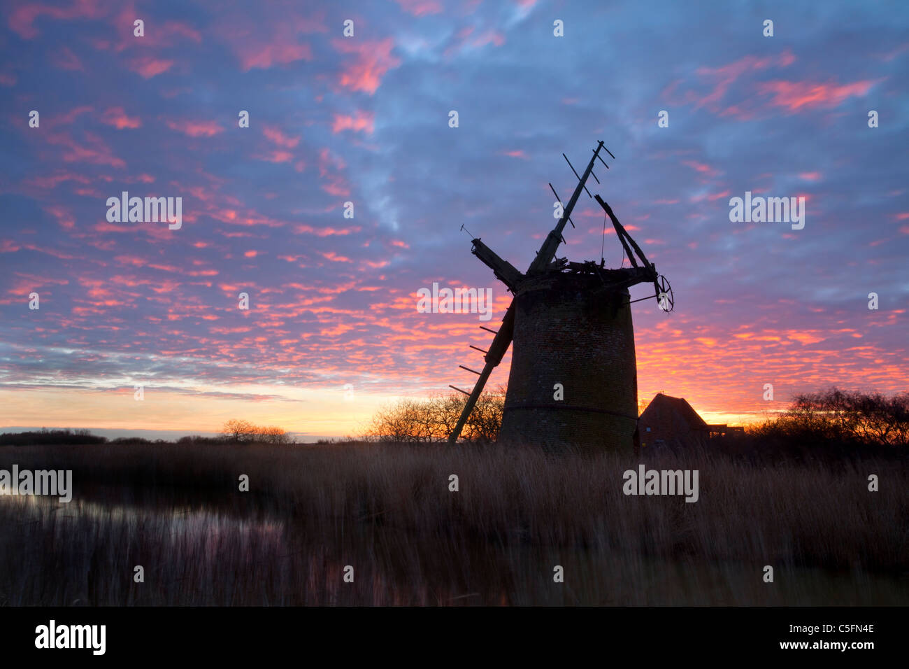 The derelict windpump of Brograve on the Waxham New Cut, Norfolk Broads ...