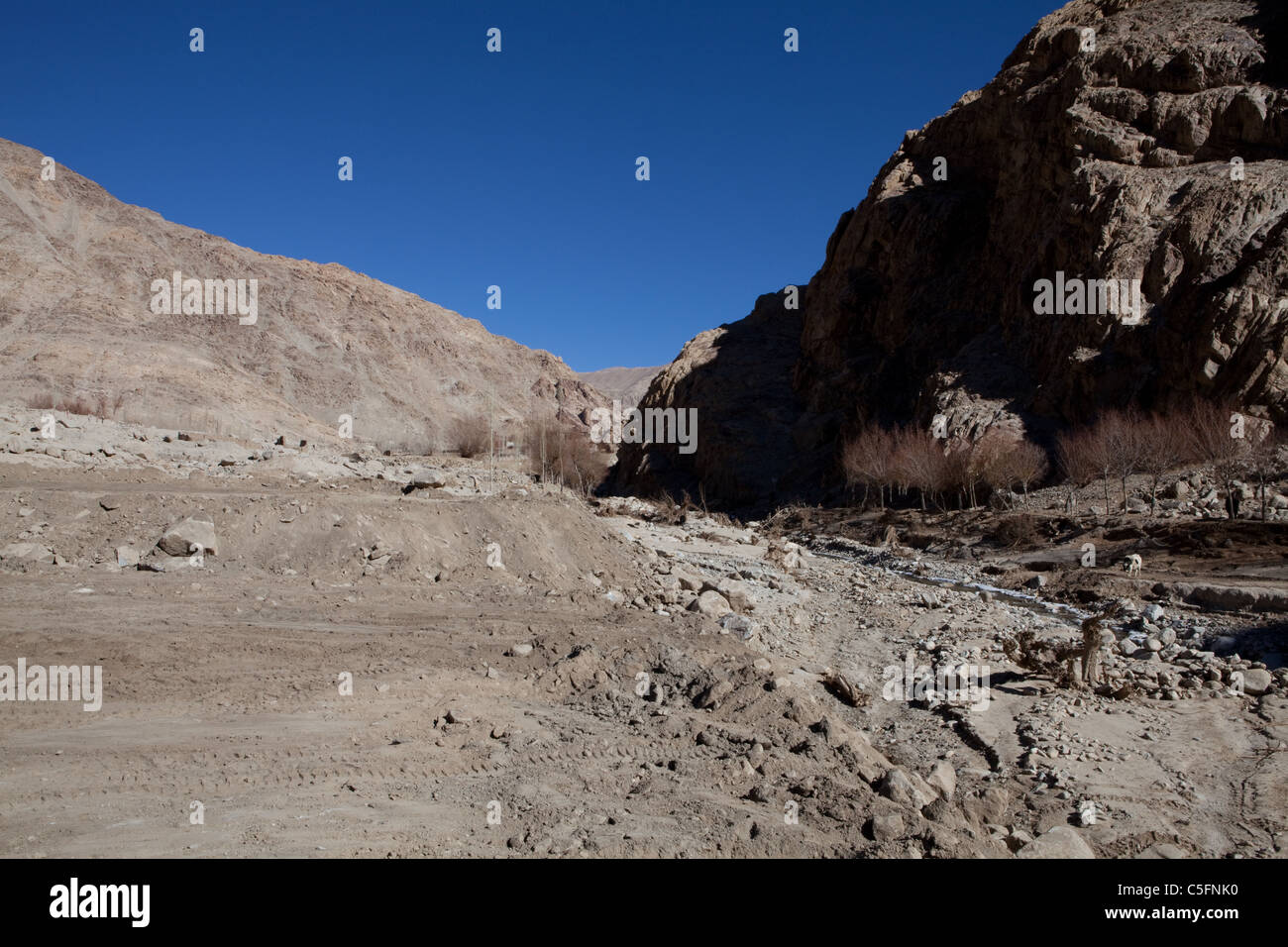 Damaged land that was hit in the floods of 2010. Debris fell from the ...