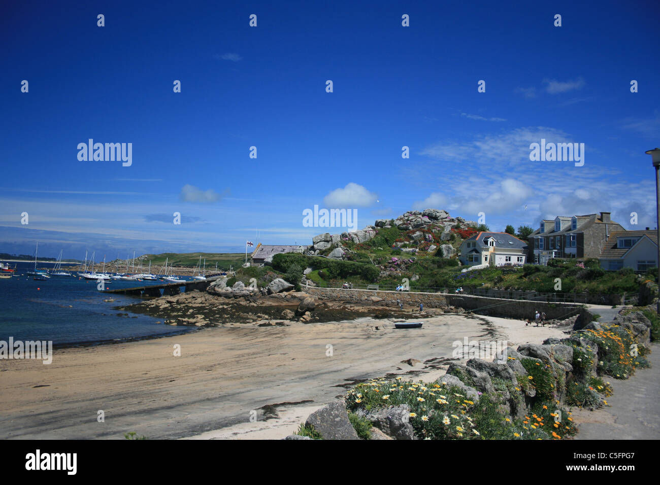 A view of Hugh Town, Isles of Scilly, Cornwall Stock Photo - Alamy