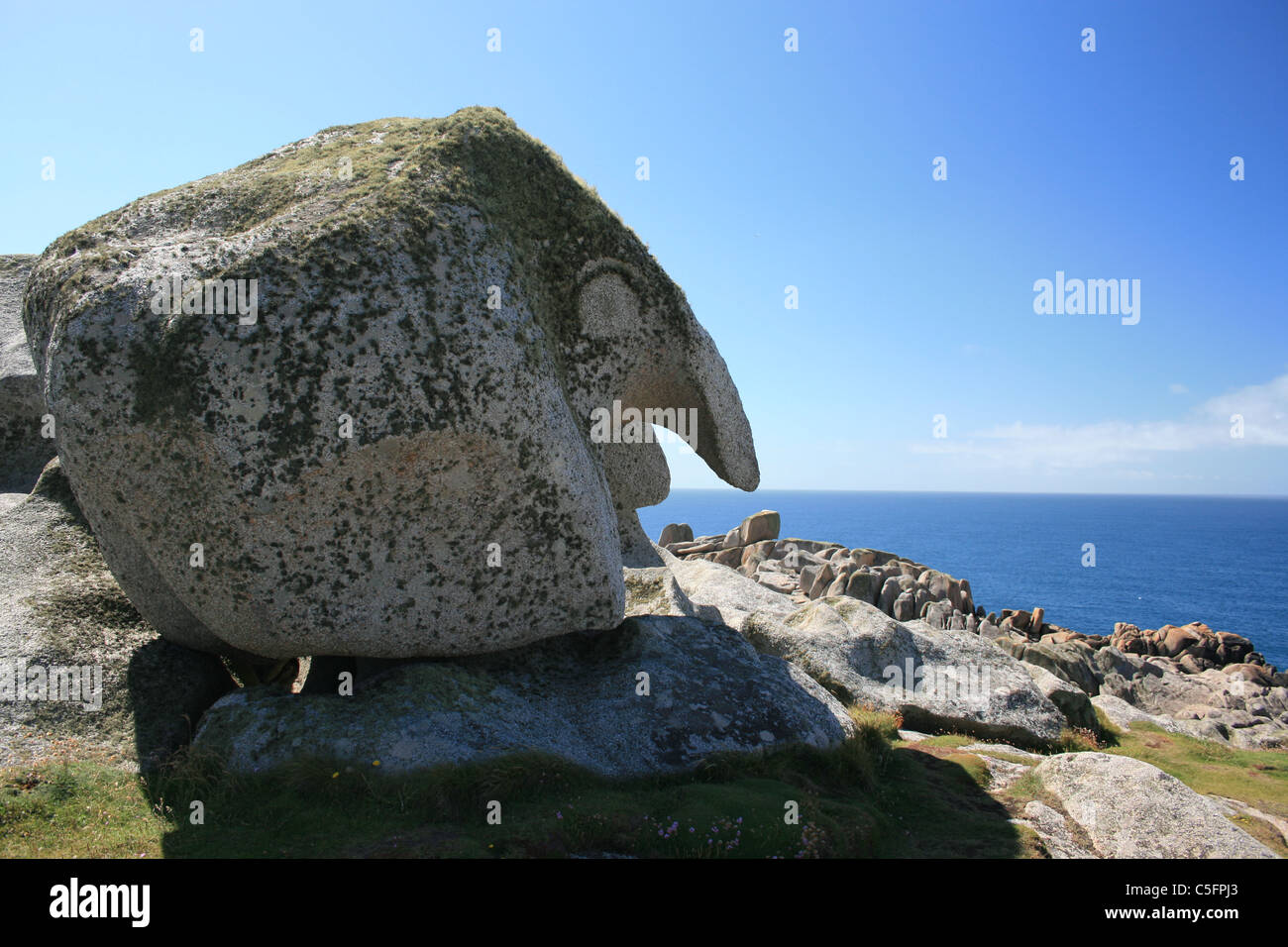 Granite rocks in the shape of a birds beak, Isles of Scilly, UK Stock ...