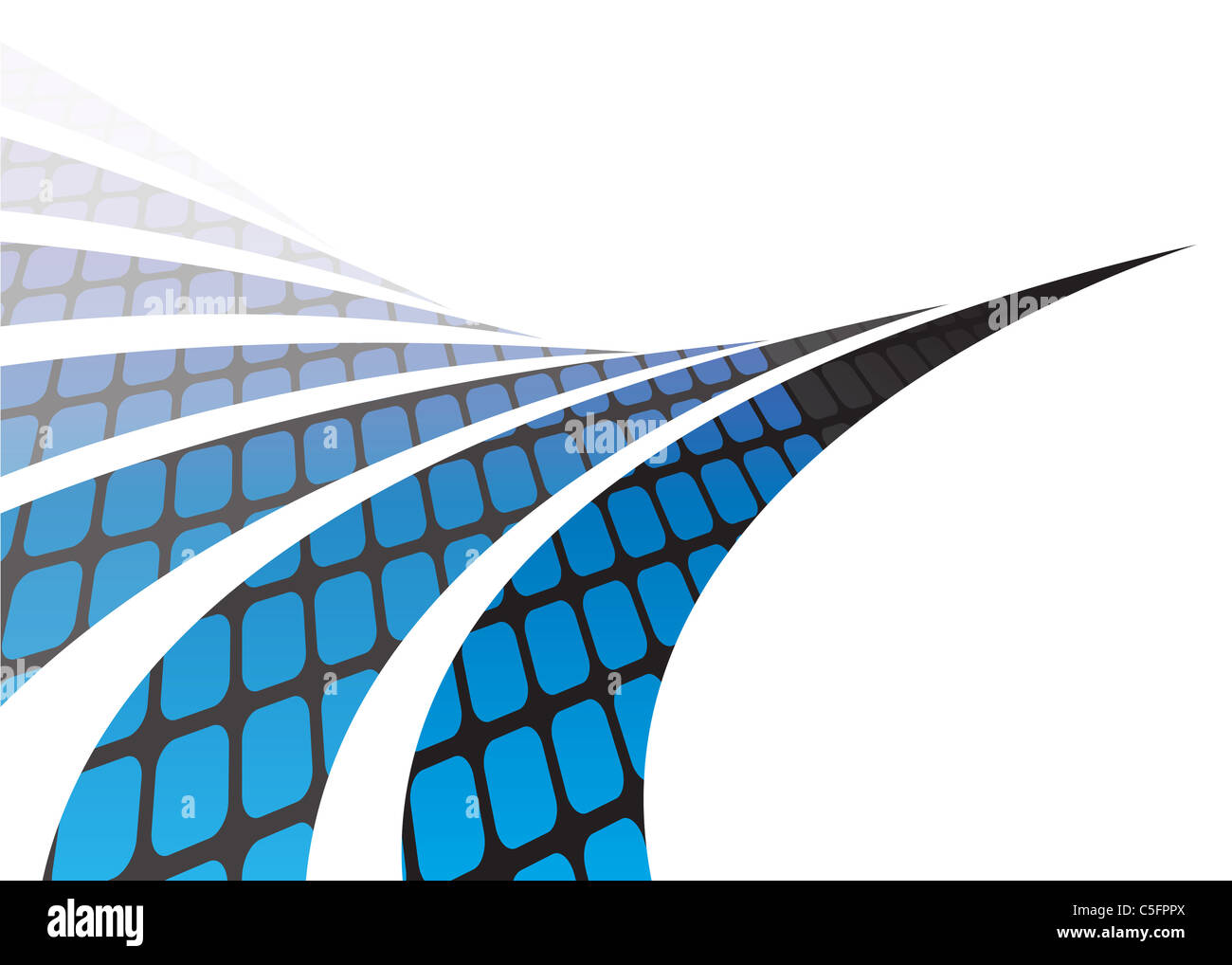 Abstract swoosh lines illustration with a grid of rounded squares ...