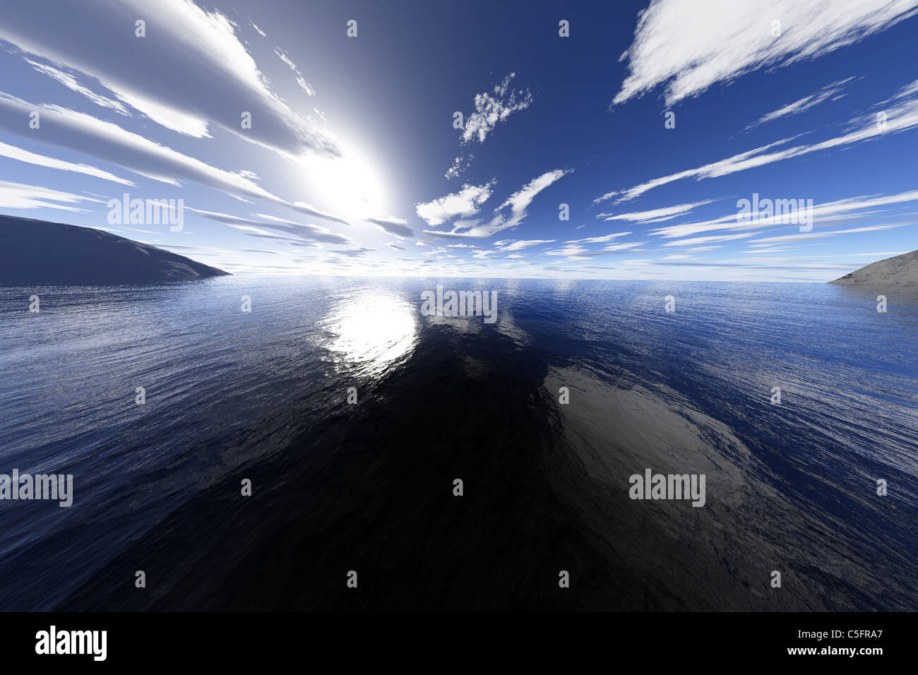 A super realistic 3d render of a coastal ocean or lake area Stock Photo ...