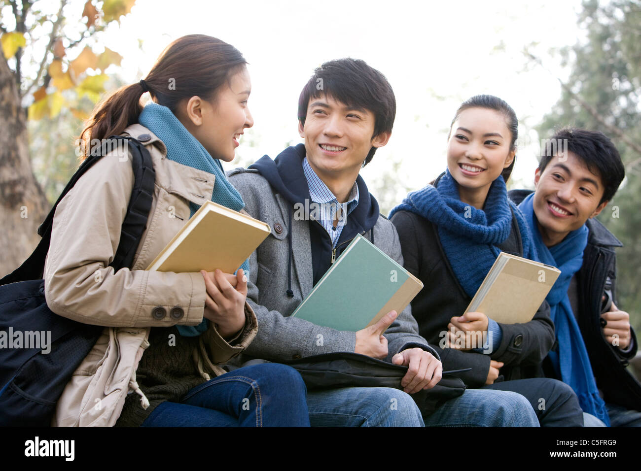 A group of college students talking with each other Stock Photo - Alamy