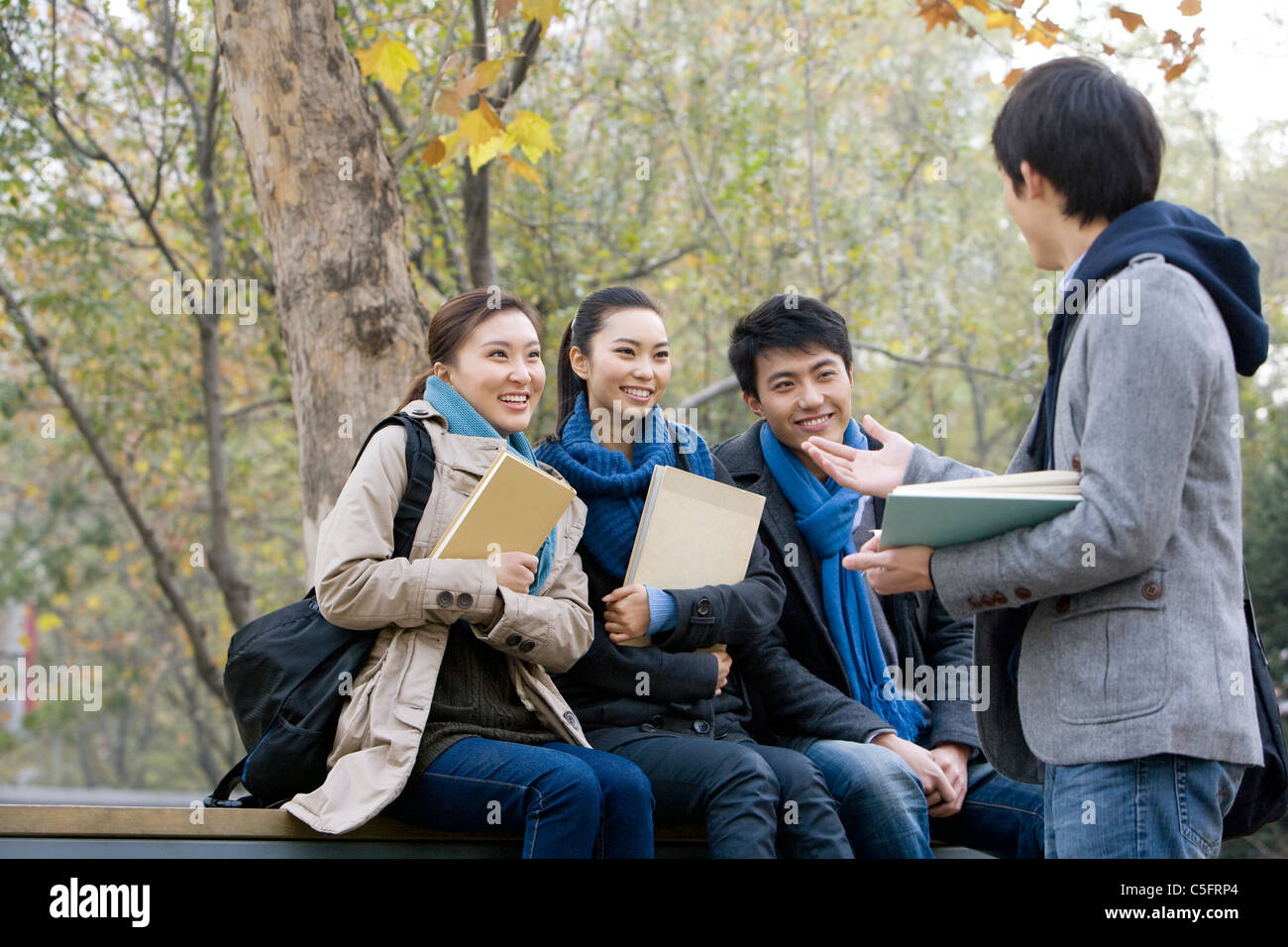 A group of college students talking with each other Stock Photo - Alamy