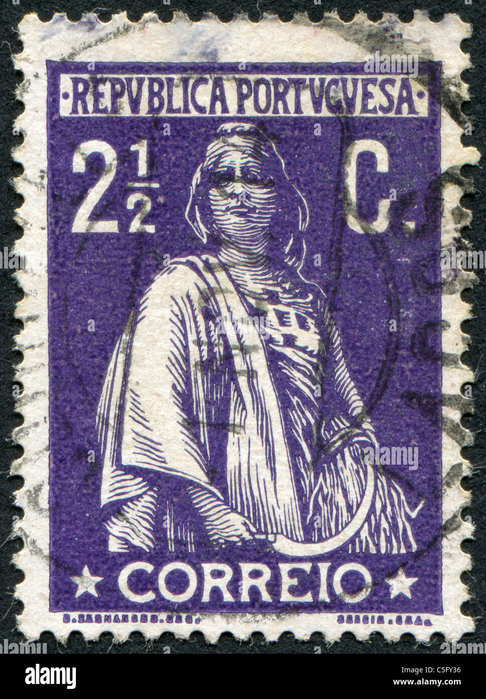 PORTUGAL - 1912: A stamp printed in the Portugal, depicts ancient Roman ...