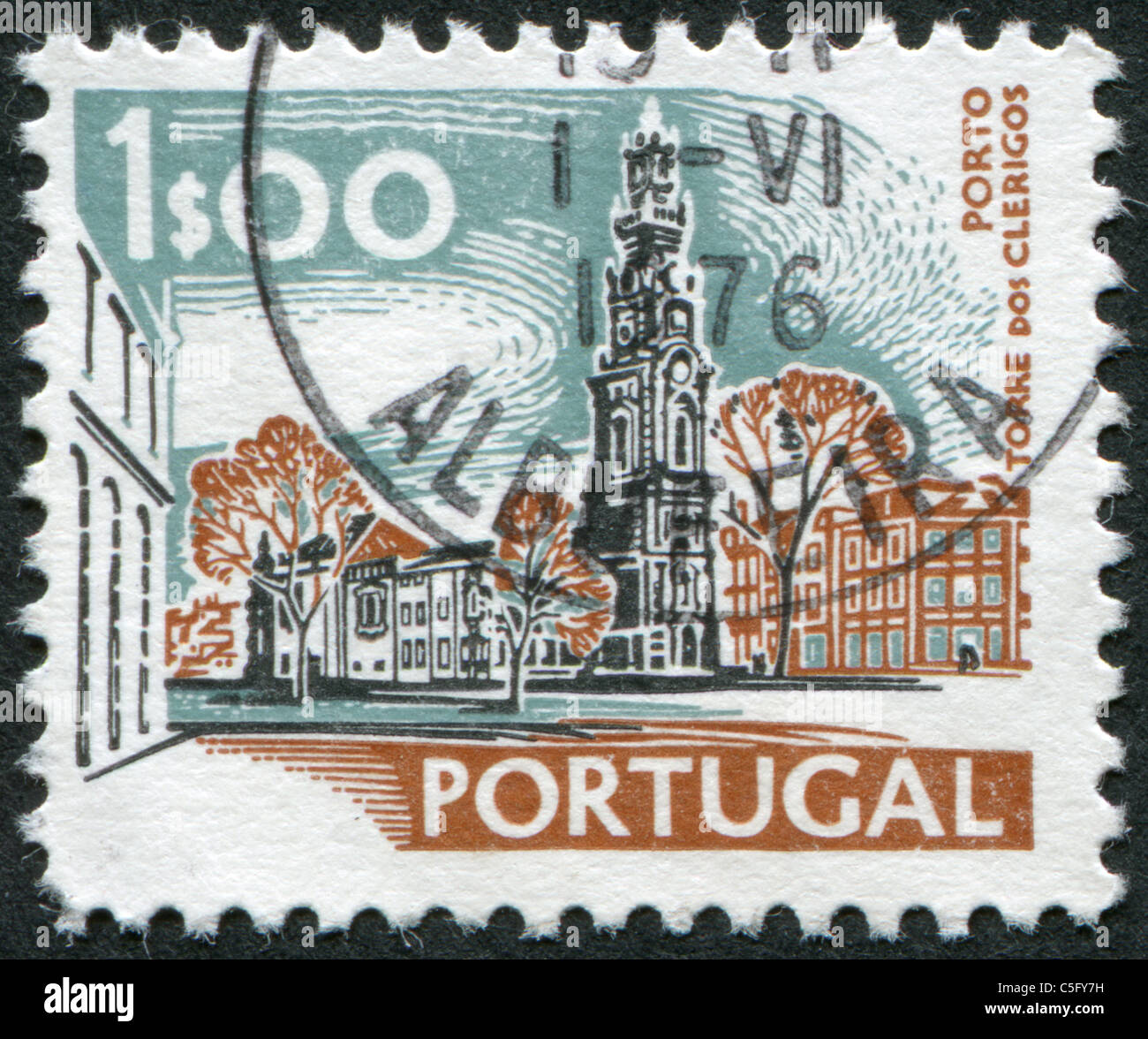 PORTUGAL - 1972: A stamp printed in the Portugal, depicts the Clerigos ...