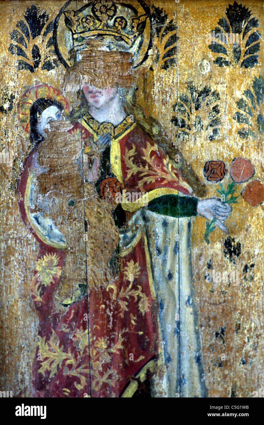 Great Snoring, Norfolk. Rood screen painting, Virgin and Child, 15th ...