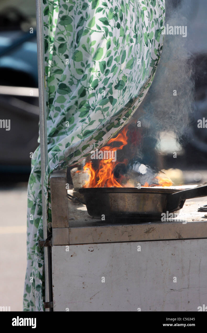 A stove top fire demonstration Stock Photo - Alamy
