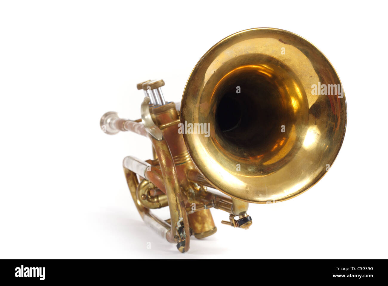 Old trumpet photo on the white background Stock Photo - Alamy