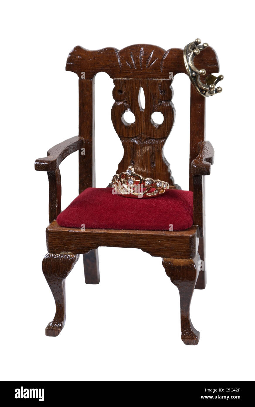 Throne of power shown by King and Queen crowns on a throne - path ...