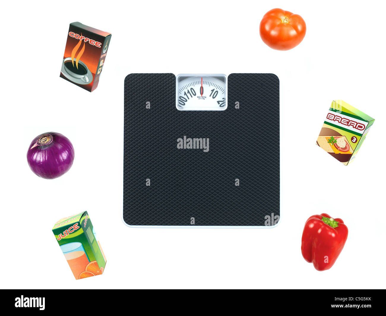 Bathroom scales isolated against a white background Stock Photo - Alamy