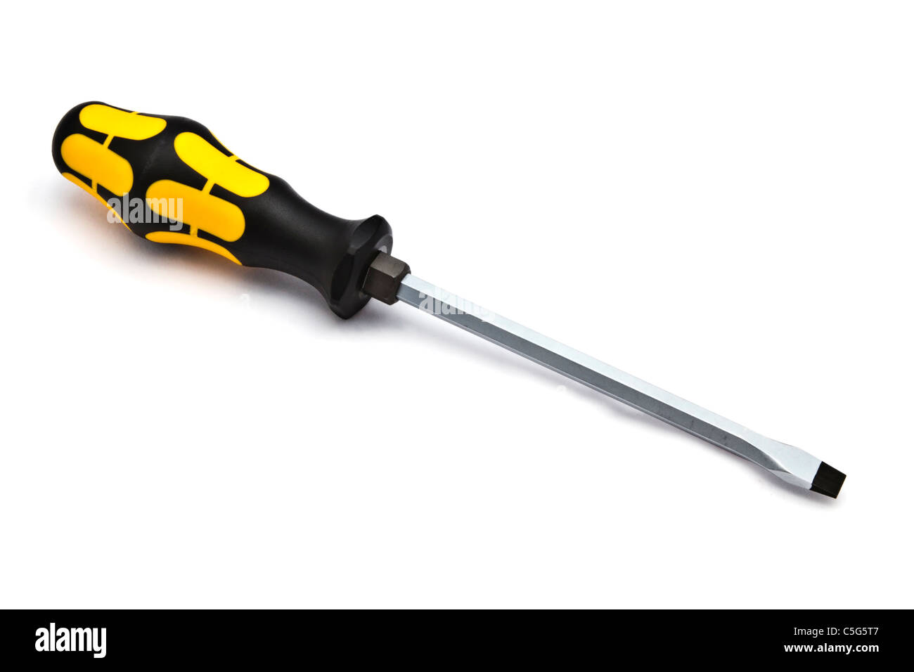 Yellow screwdriver isolated on white background Stock Photo - Alamy