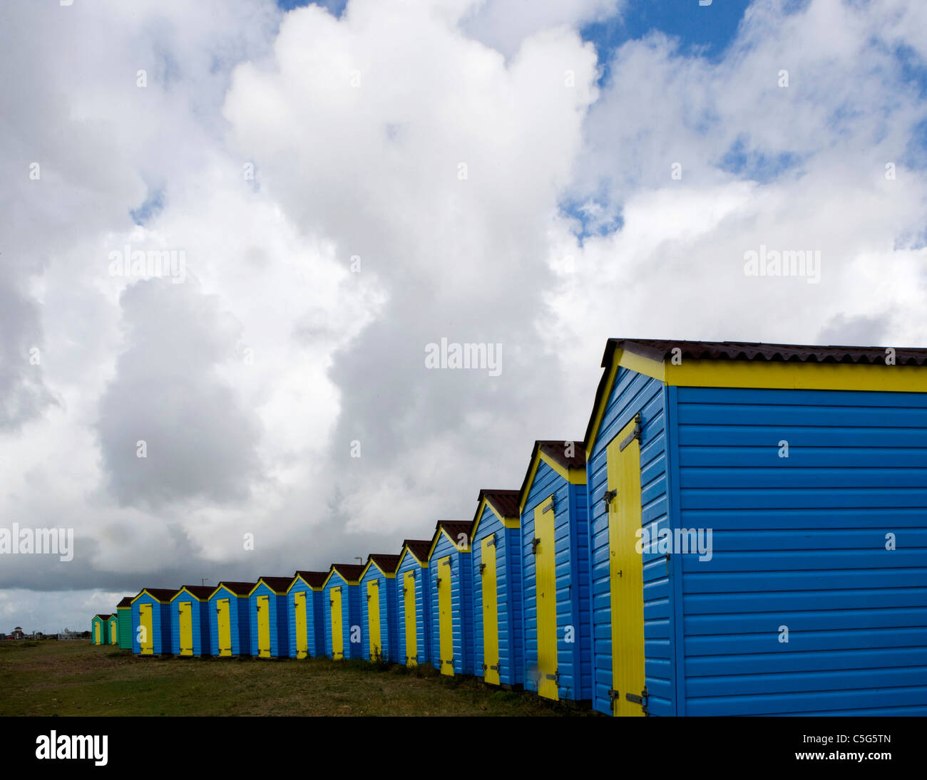Beach Huts Under Rain Clouds At Littlehampton West Sussex Stock Photo ...