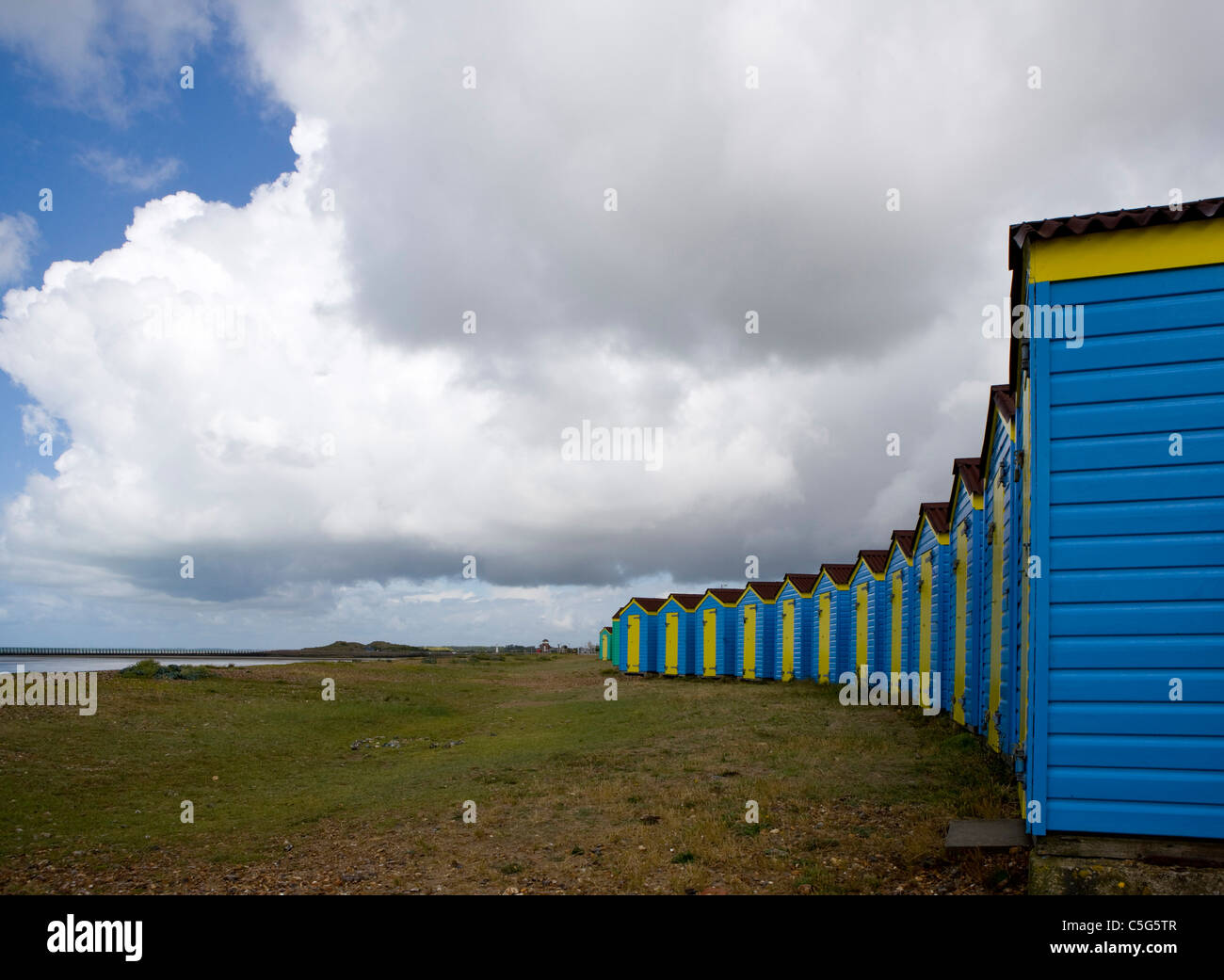 Beach Huts Under Rain Clouds At Littlehampton West Sussex Stock Photo ...