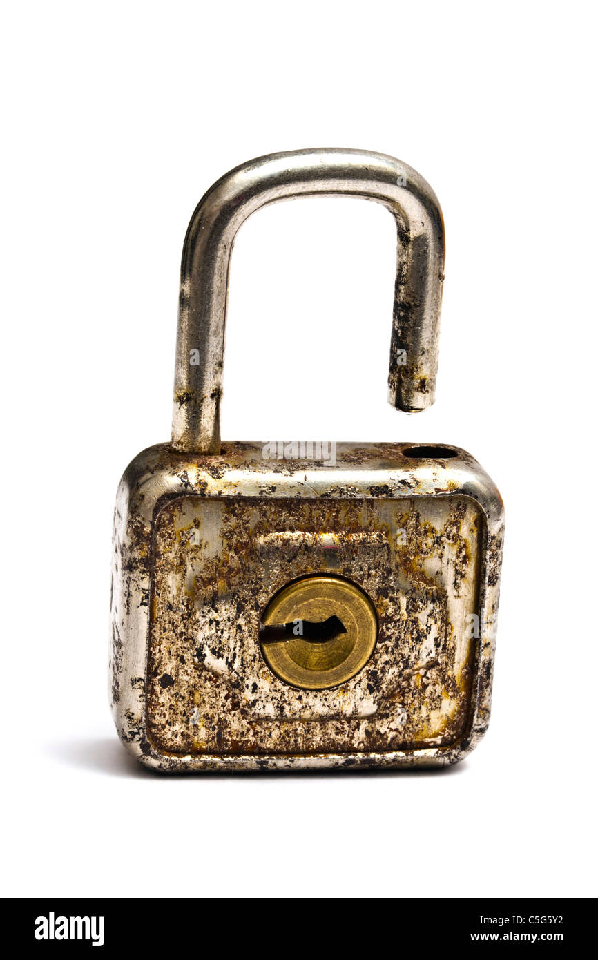 Padlock on old metal Cut Out Stock Images & Pictures - Alamy