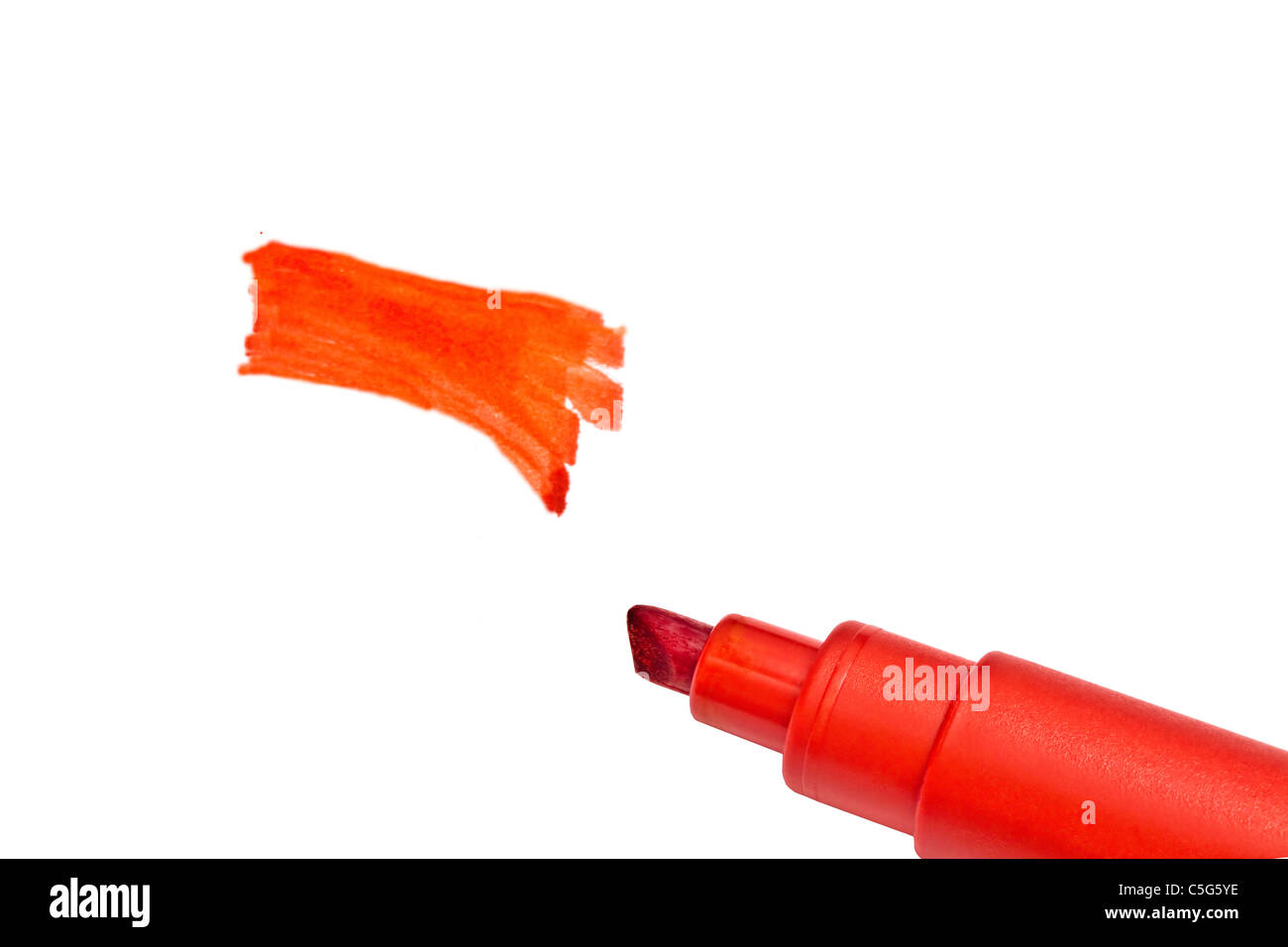 Red highlighter isolated on white background Stock Photo - Alamy