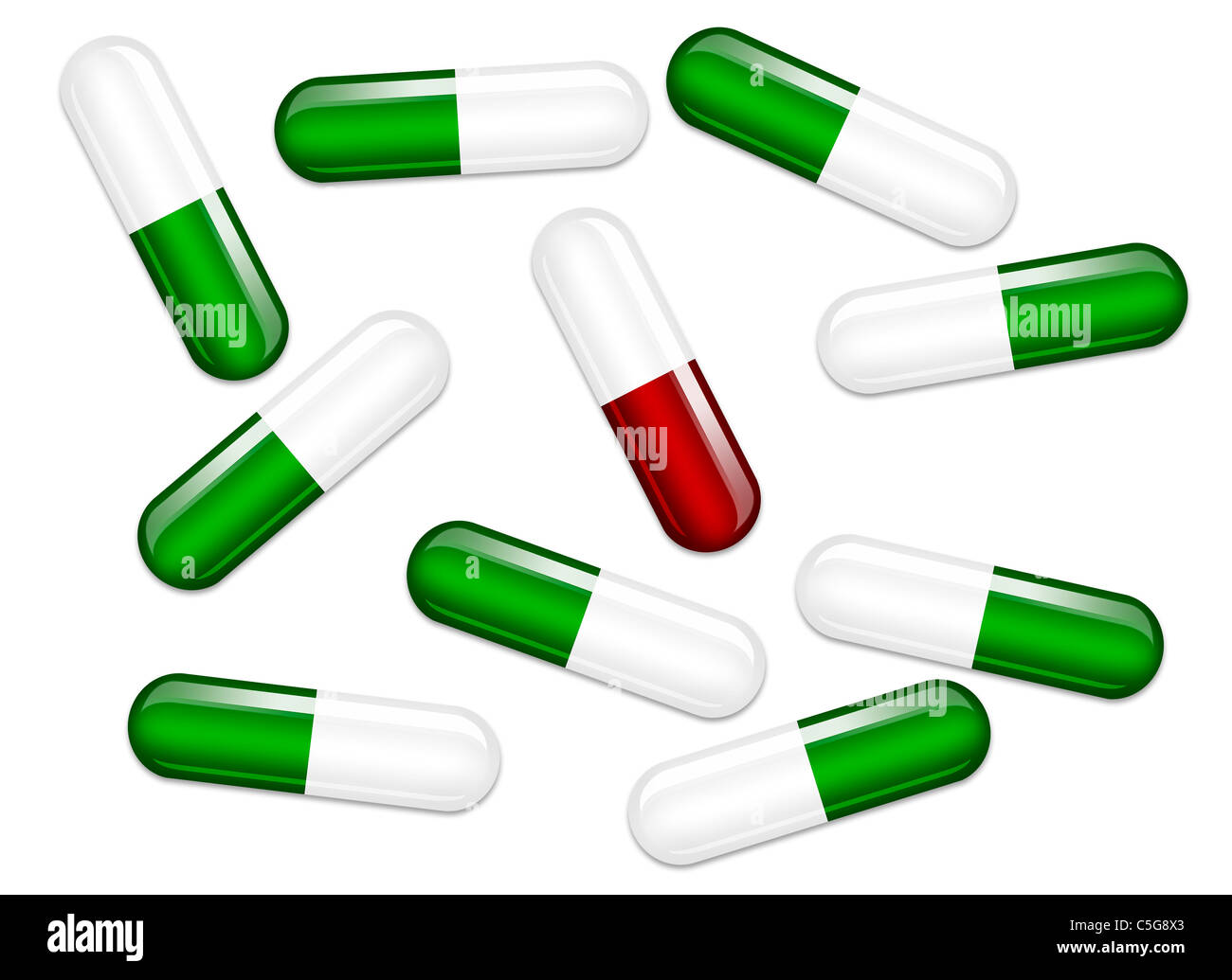 Medication capsules in green Cut Out Stock Images & Pictures - Alamy