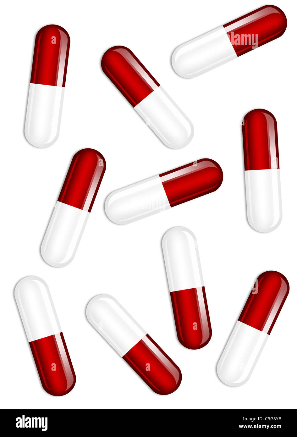 Various Red and White Capsule style pills Stock Photo - Alamy