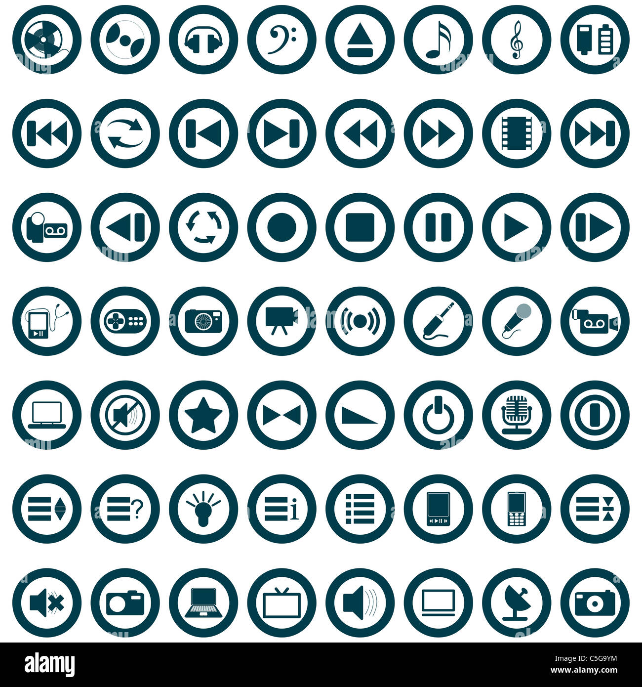 Vector collection of different music themes icons Stock Photo - Alamy