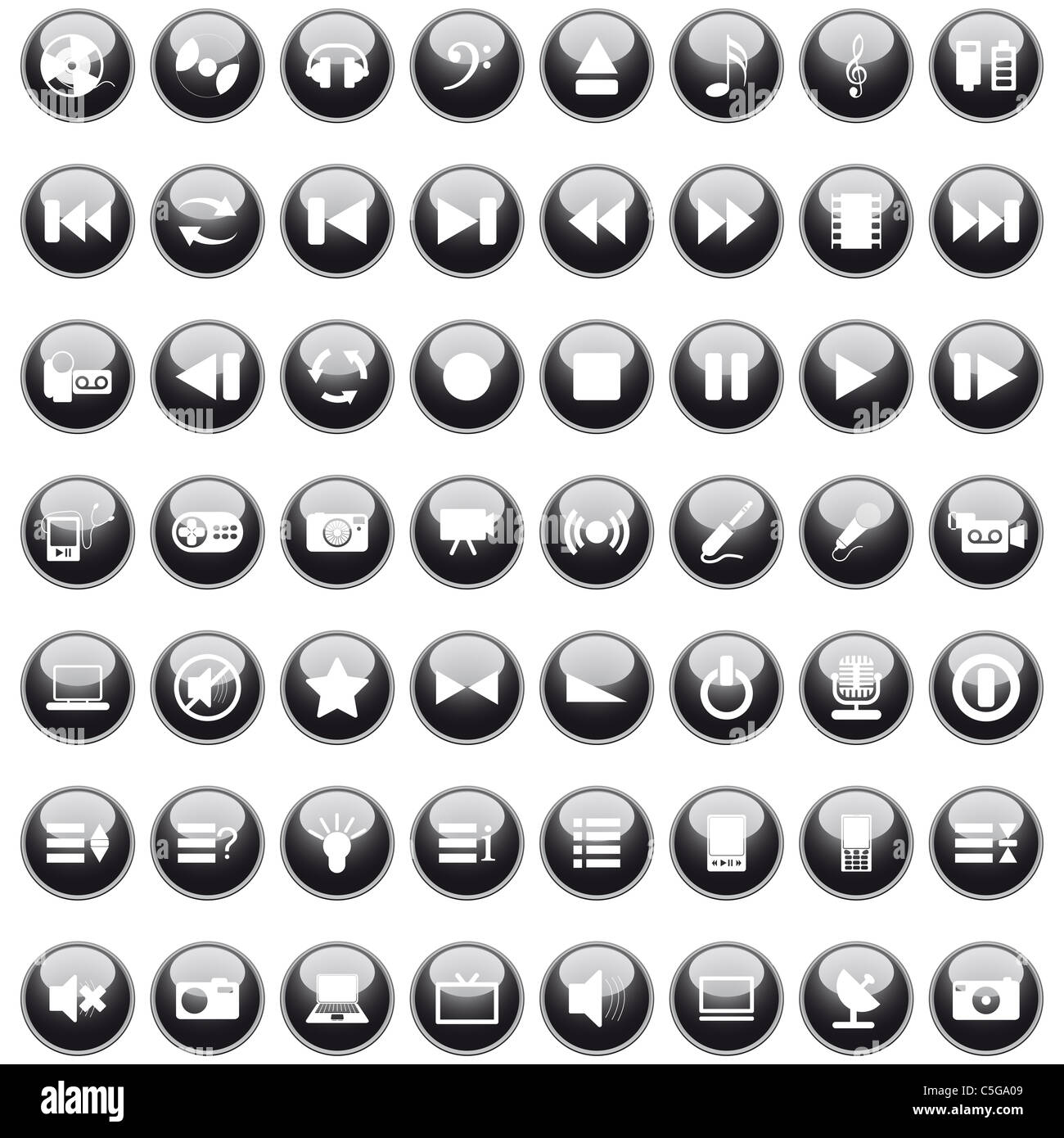 Vector collection of different music themes icons Stock Photo - Alamy