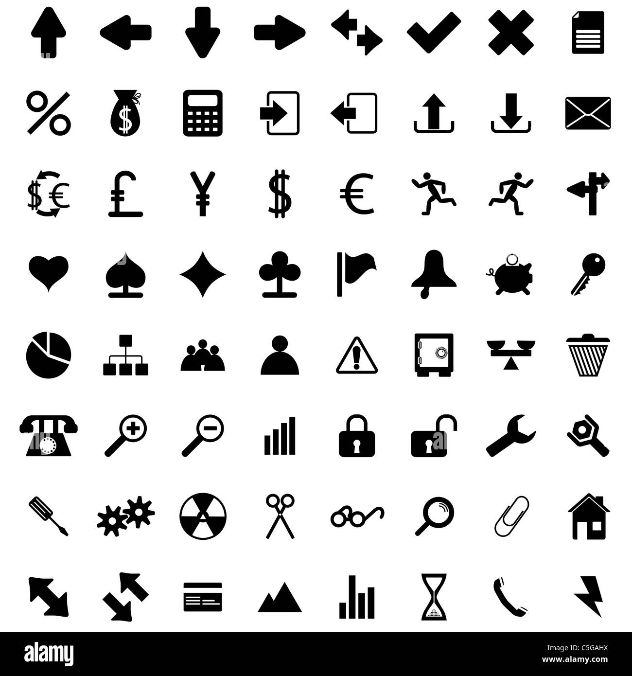 Collection of different icons for using in web design Stock Photo - Alamy