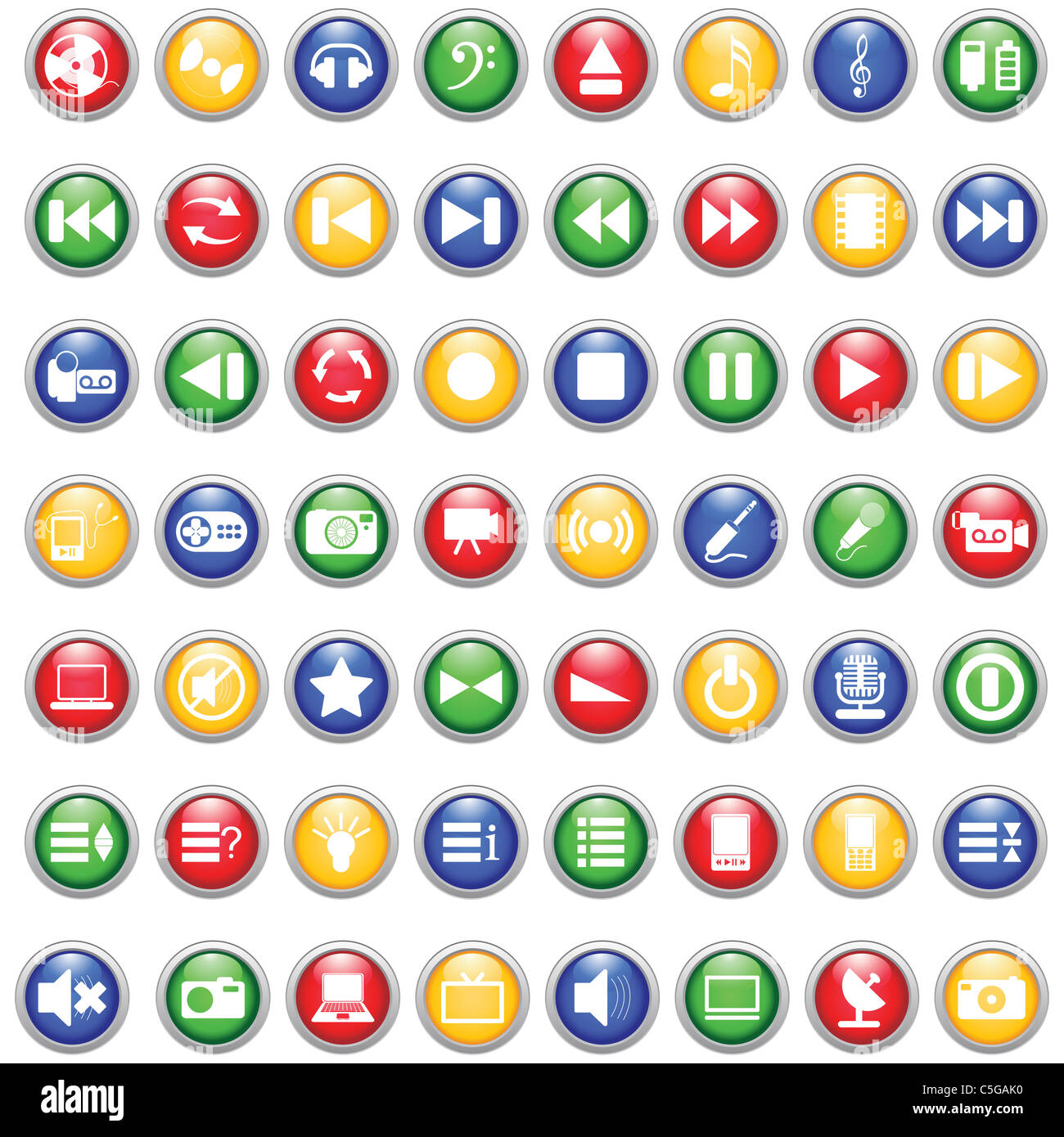 Vector collection of different music themes icons Stock Photo - Alamy