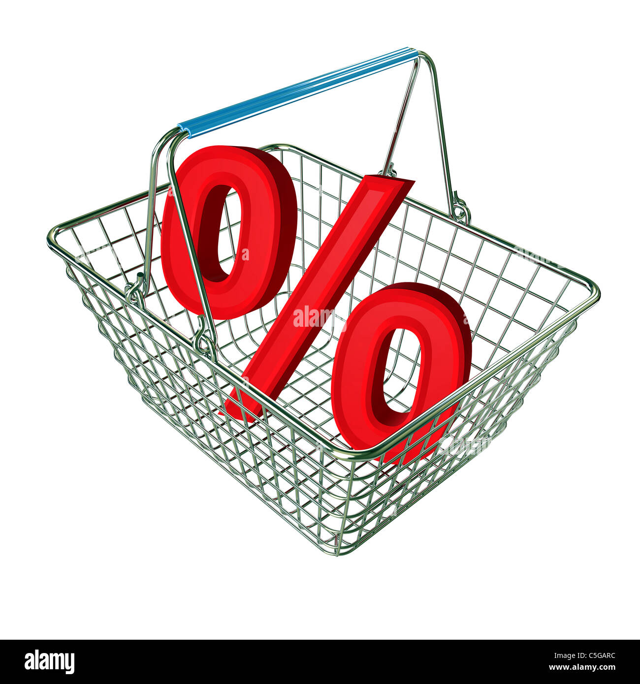 A shopping basket with a red percent symbol Stock Photo - Alamy