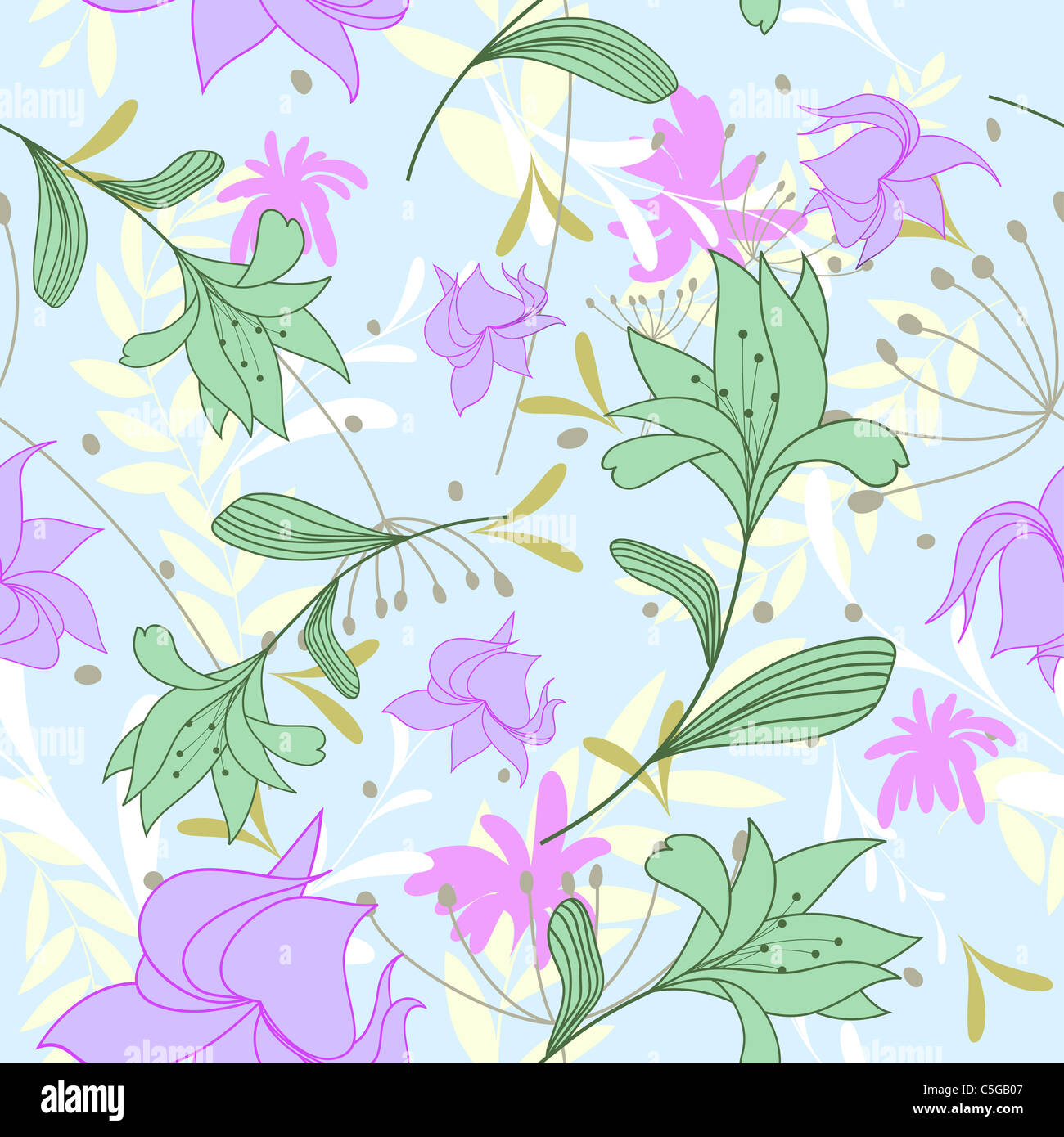 Seamless vector floral pattern Stock Photo - Alamy