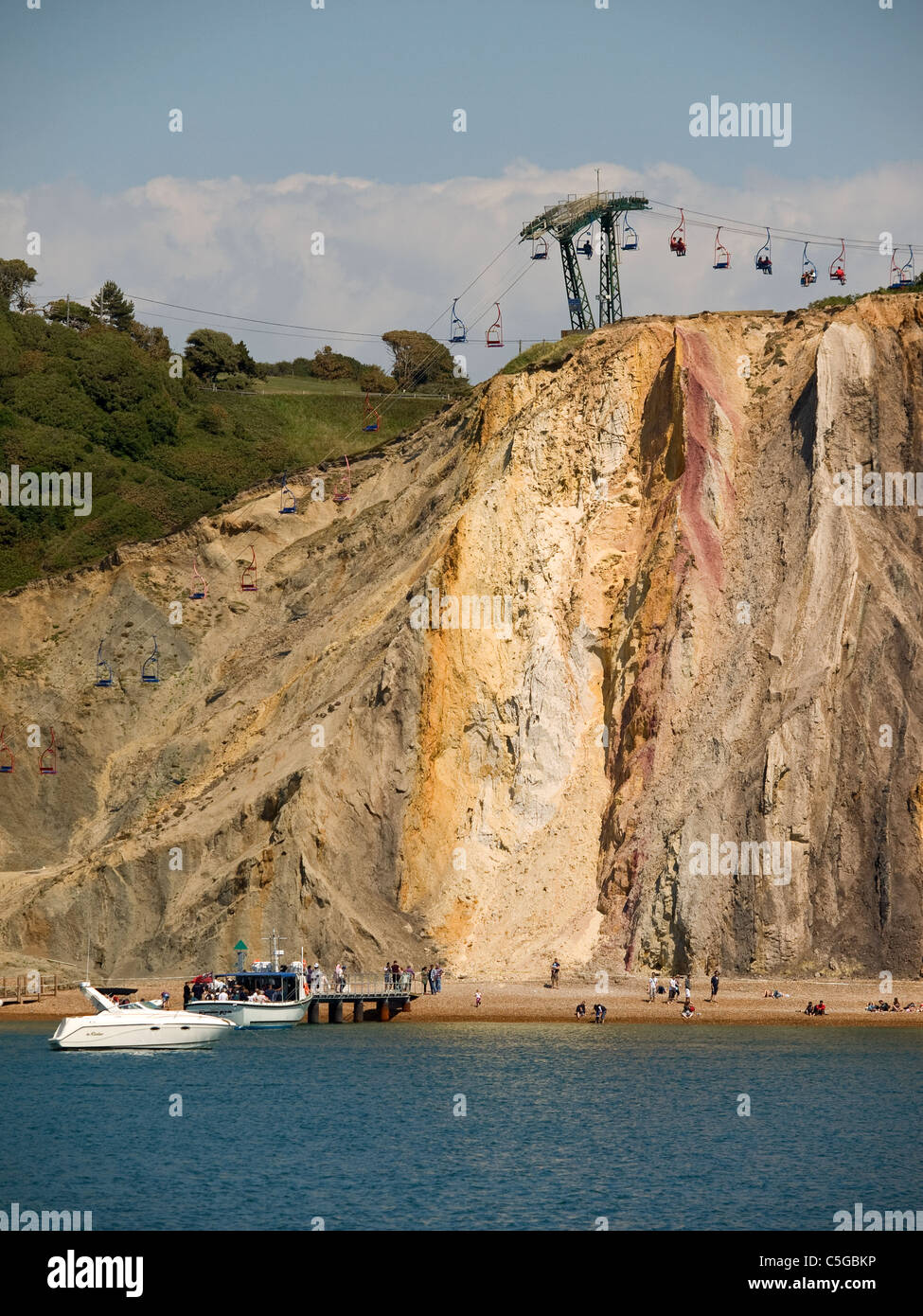 Alum Bay Needles Park Chairlift Isle of Wight England UK Stock Photo ...