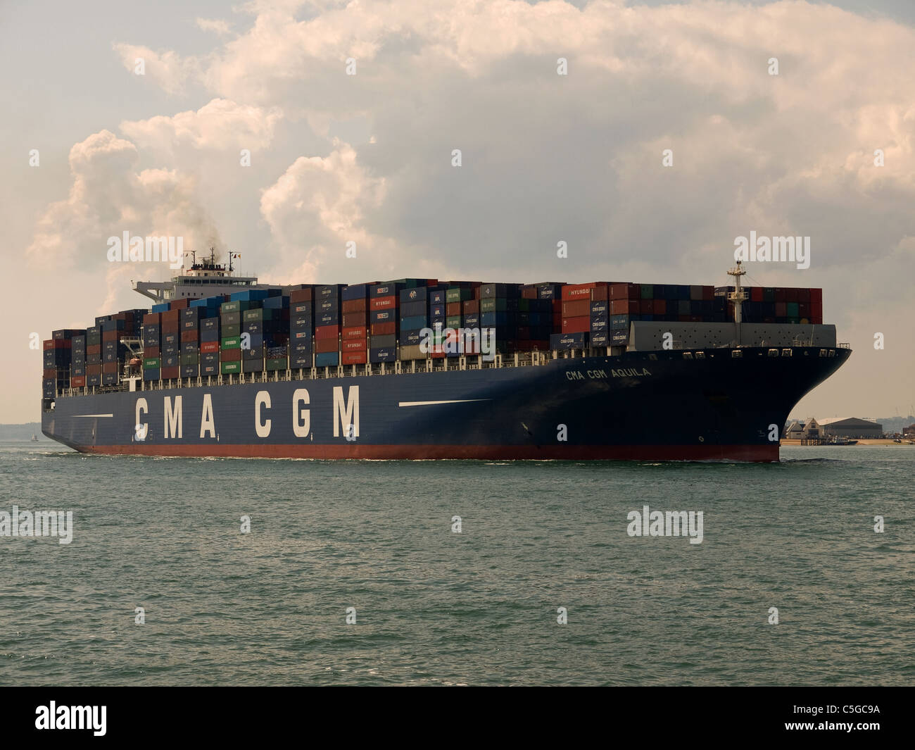 Container ship CMA CGM Aquila arriving at Southampton England UK Stock ...