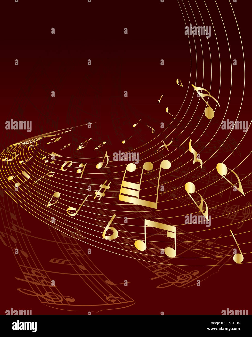 Vector musical notes staff background for design use Stock Photo - Alamy