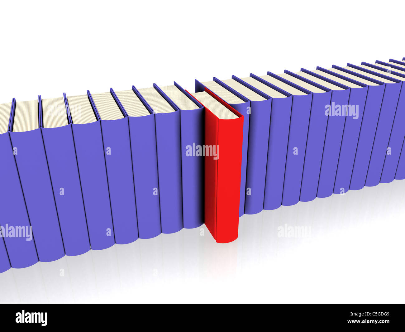 A line of Books - red book seperated Stock Photo - Alamy