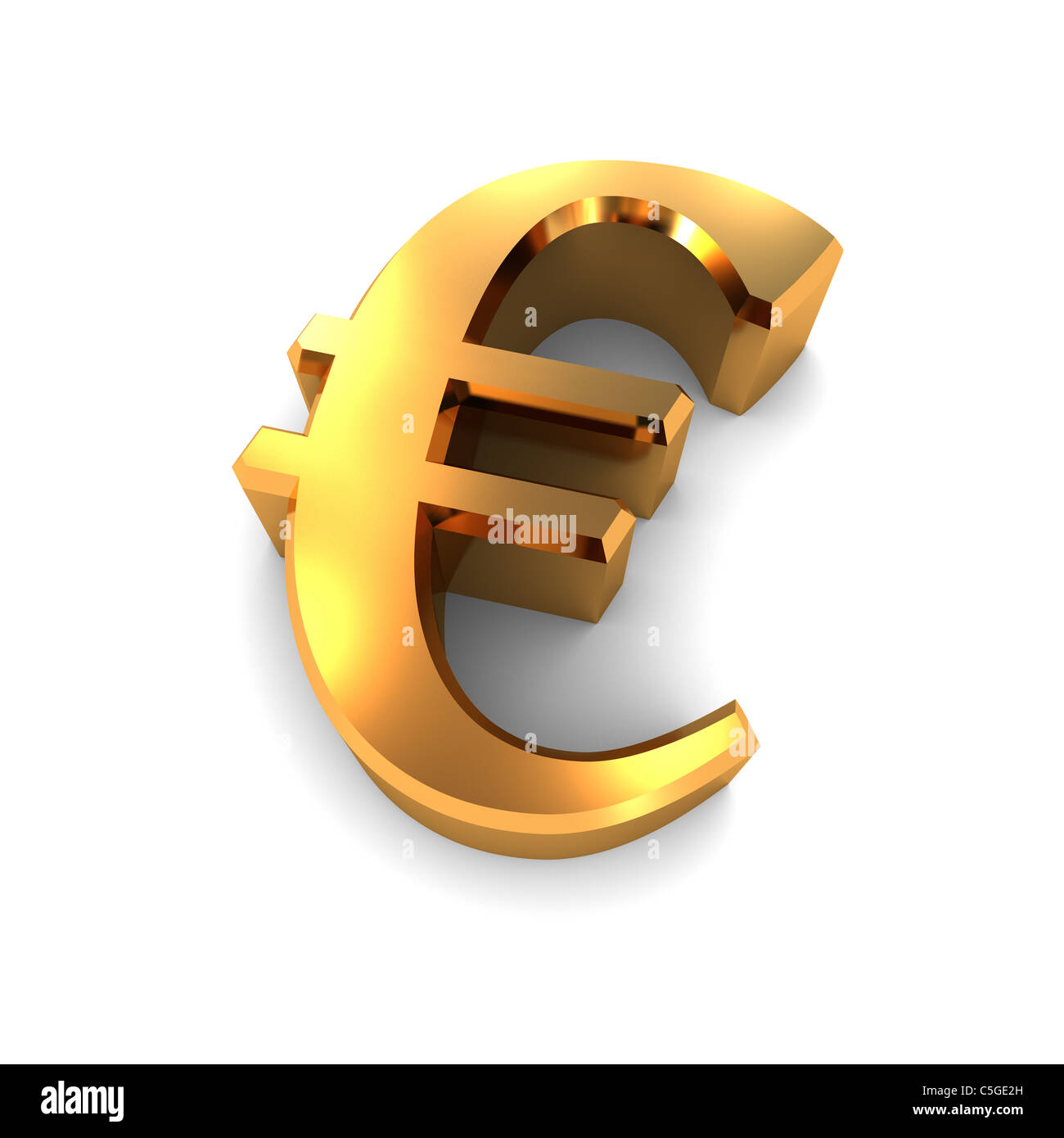a golden euro symbol on white background Stock Photo - Alamy