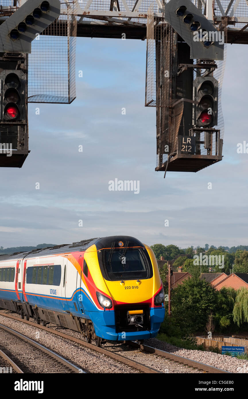 Class 222 Meridian train in East Midlands Trains livery travelling on ...