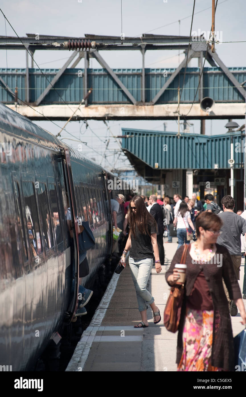 Passenger wait to board high speed train on platform hi-res stock ...