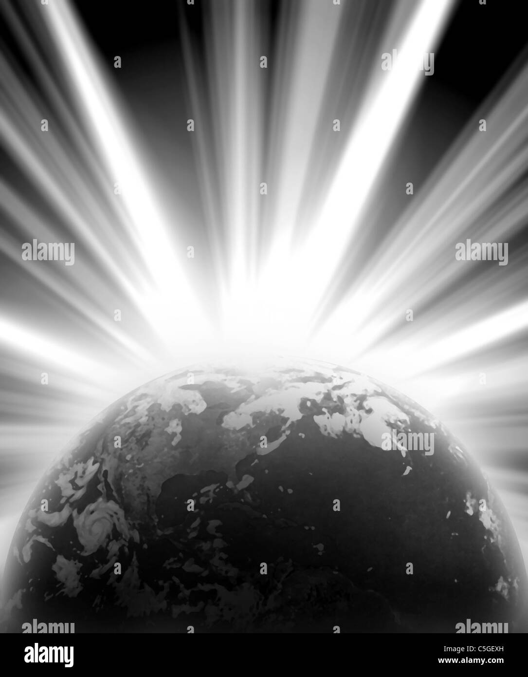 Earth from space and sun Black and White Stock Photos & Images - Alamy