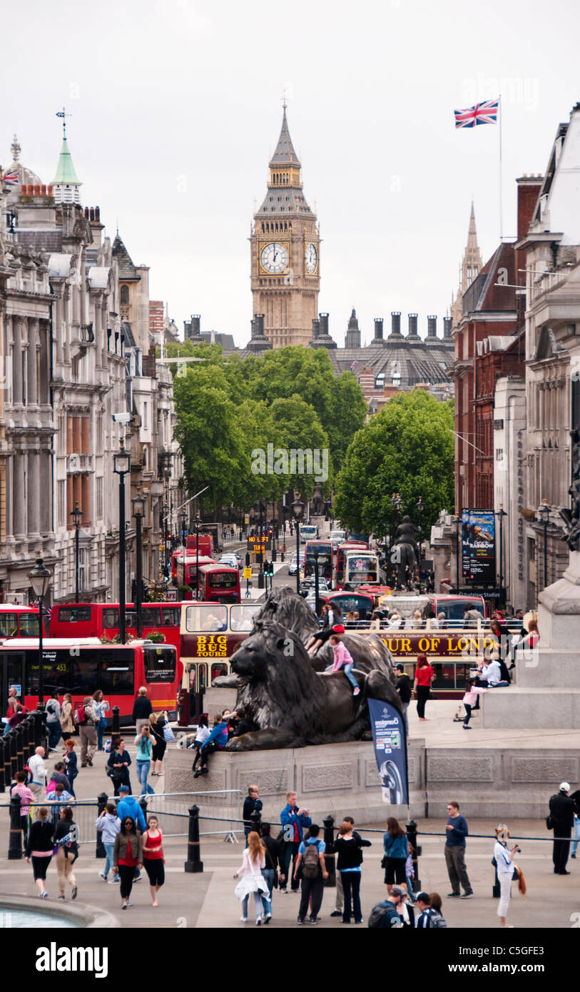 View towards Big Ben from Trafalgar Square, London, UK Stock Photo - Alamy