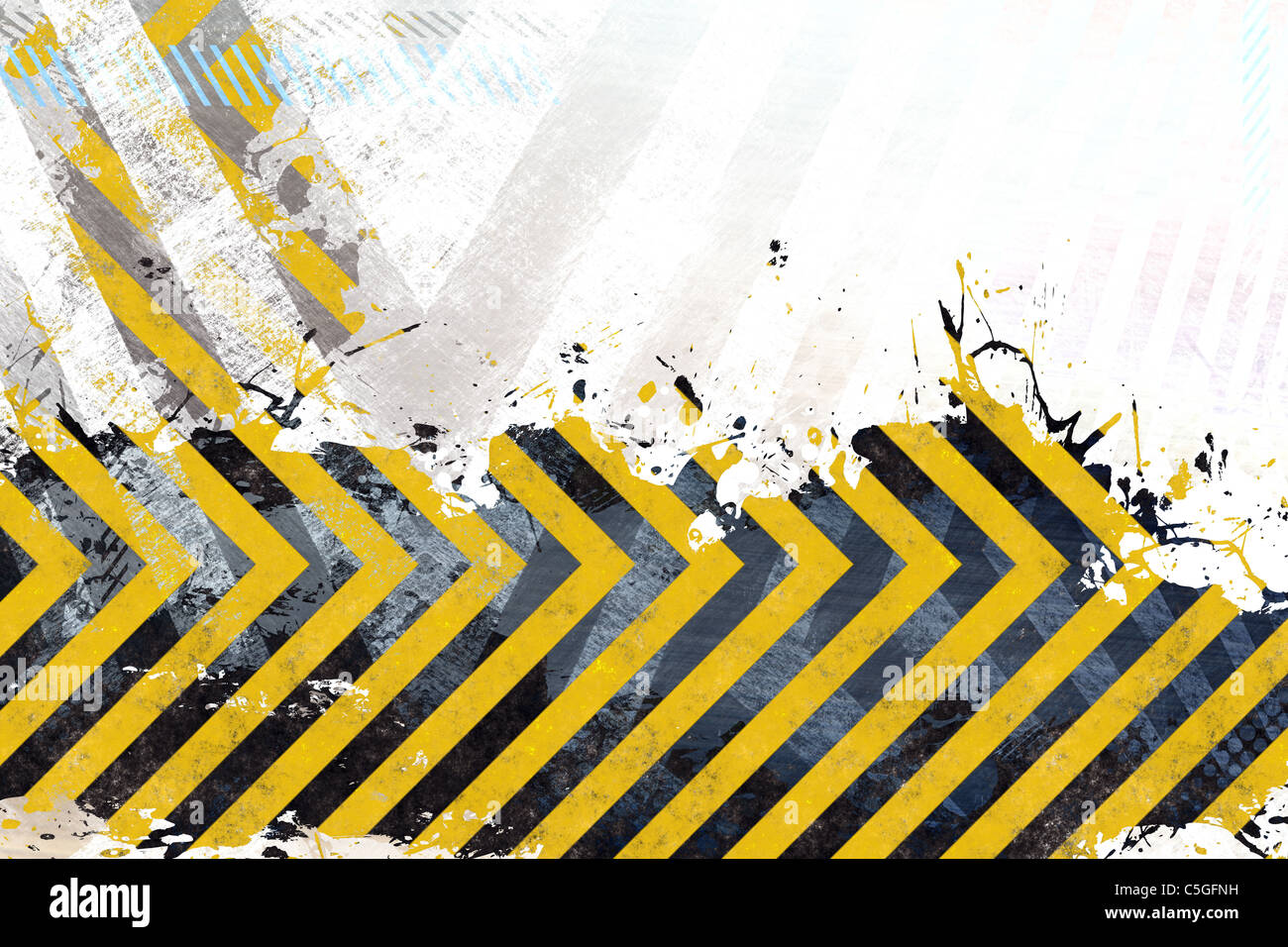 A hazard stripes background with grungy splatter textures isolated over ...