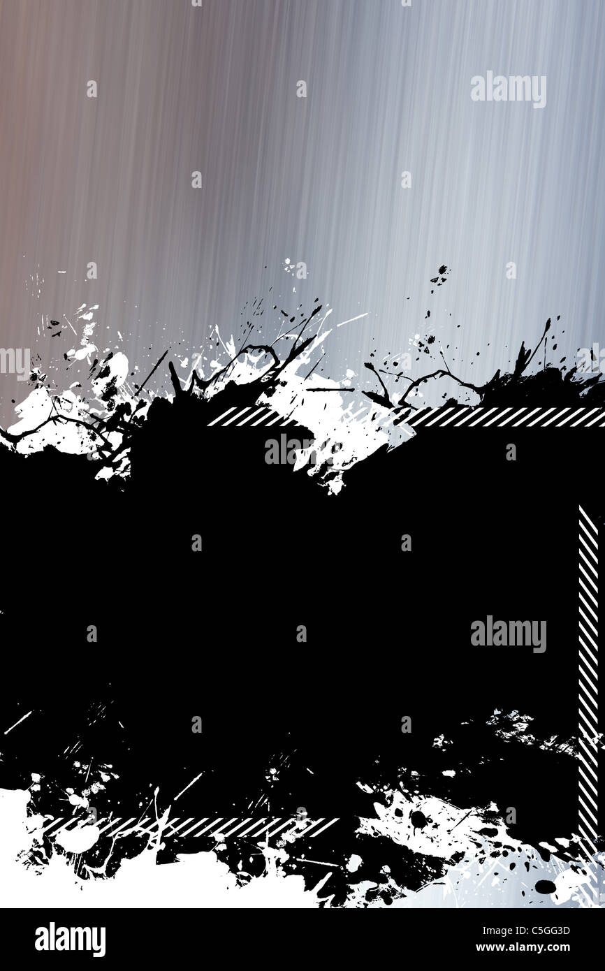 Abstract splatter background with brushed metal accents and copy space ...